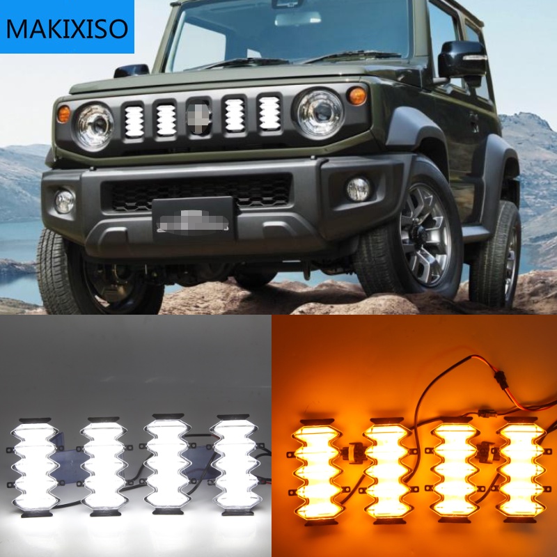 4PCS LED Front Grille Upgrade Lamps Daytime Running Light For Suzuki Jimny 2019 2020 2021 DRL ...