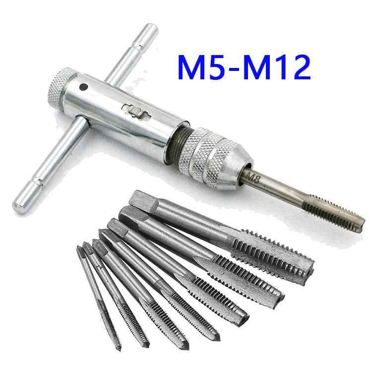 Reversible Screwdriver Tap Holder 6pcs Screw Tap Wrench Set T-Shaped M5 ...