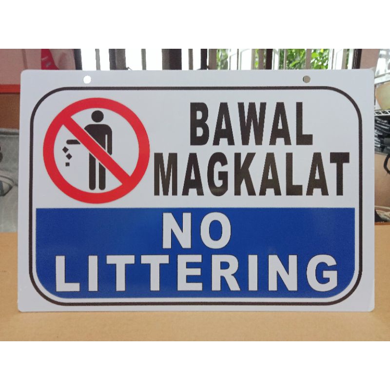 BAWAL MAGKALAT No Literring PVC Signage 7.8x11 inches | Shopee Philippines