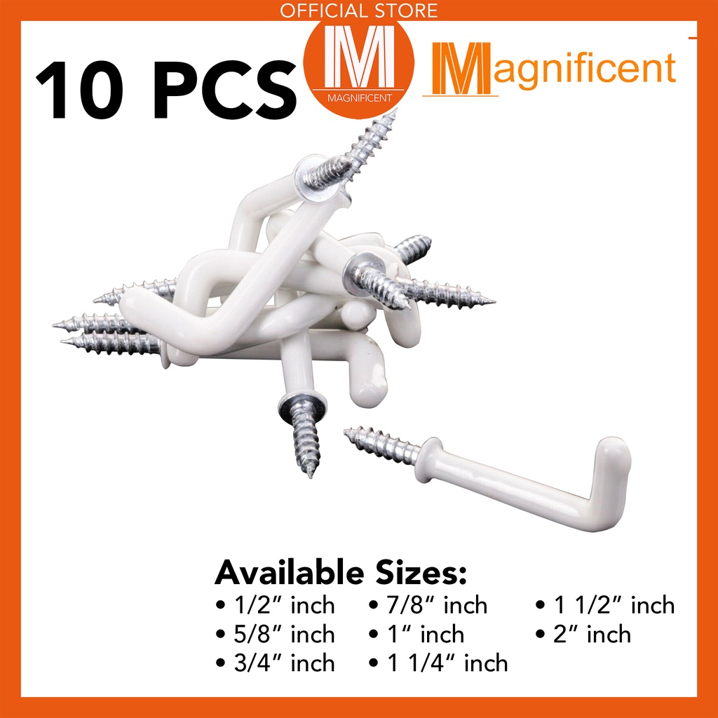 Self-Tapping Cup Hook | Square Hooks | Screw Eye Ring (10 pieces) PVC ...