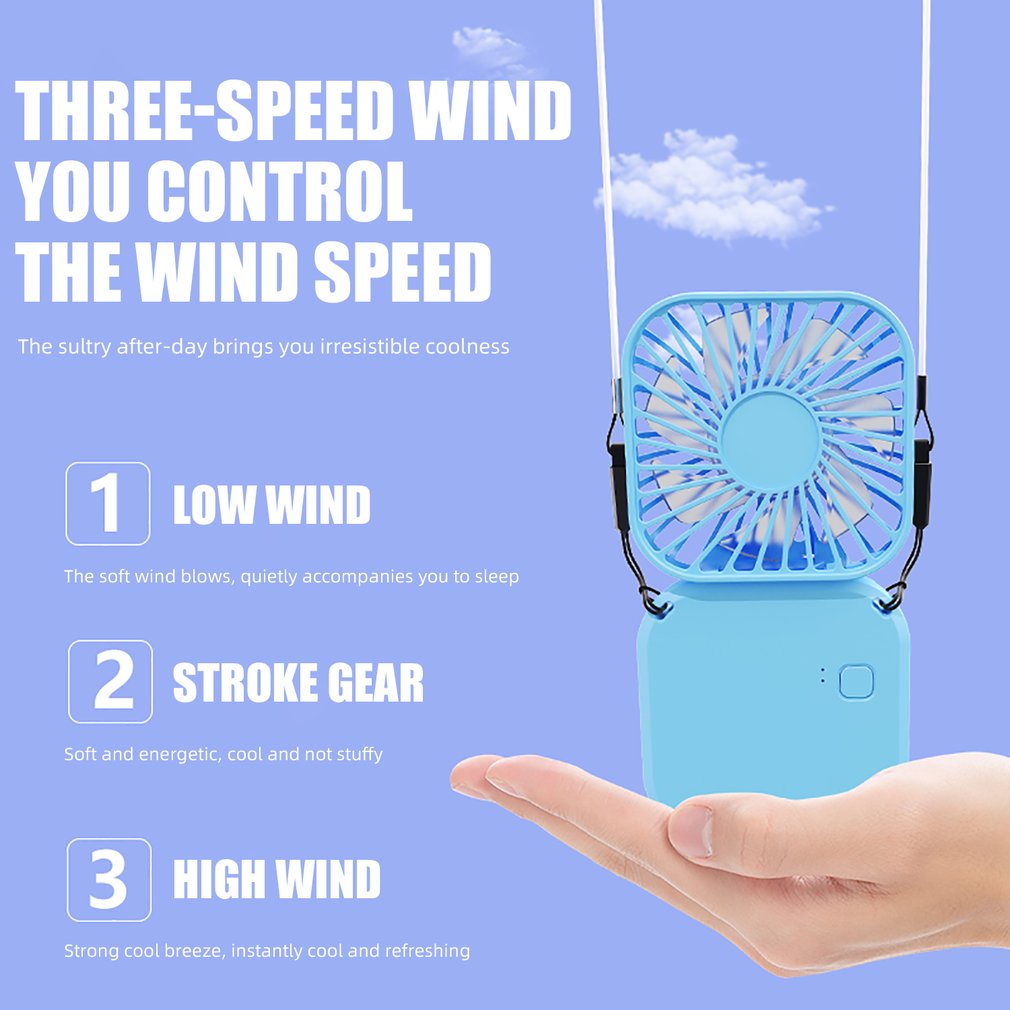 Rechargeable Fan Portable Mini Fan Hanging Neck Foldable Small Electric ...