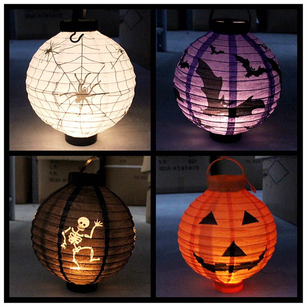 10 inch Pumpkin Lantern Paper Halloween Lantern Cartoon Bat Lantern ...