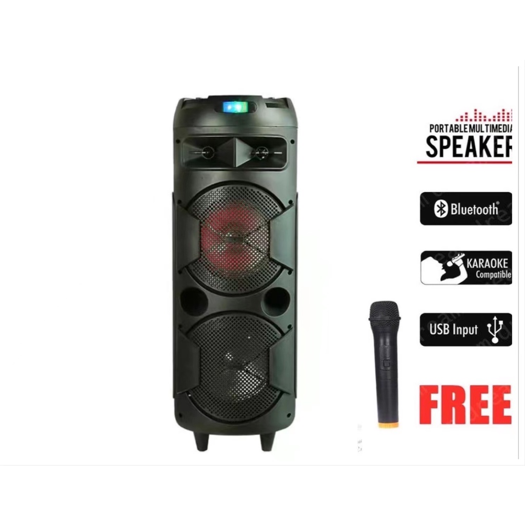 BK-8802 6800W Karaoke Portable Party TWS Wireless Speaker With FREE Wireless Mic | Shopee ...