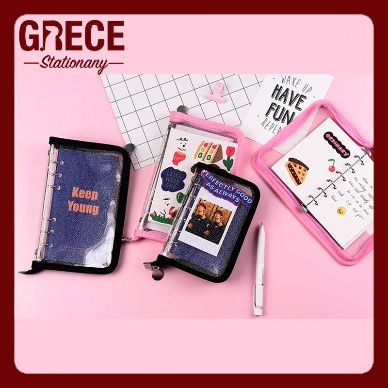 Pocket glittered binder with cover ziplock A6 A7 | Shopee Philippines