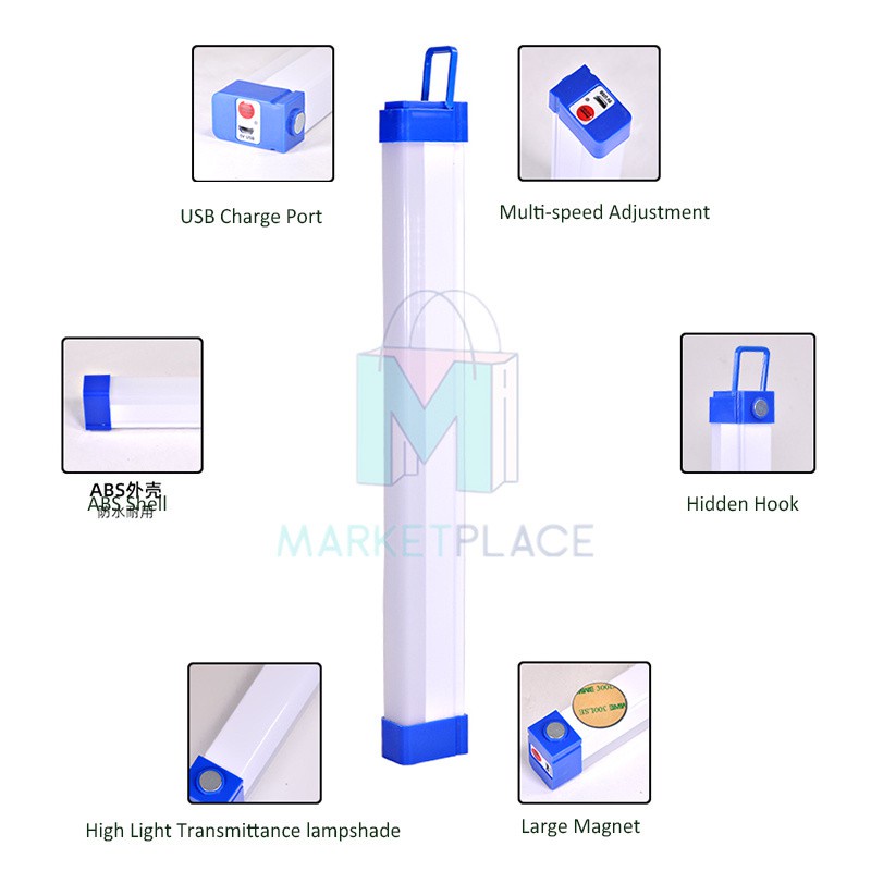 LED Lithium Light Tube Rechargeable Tube Lamp Lampu Pasar Malam ...