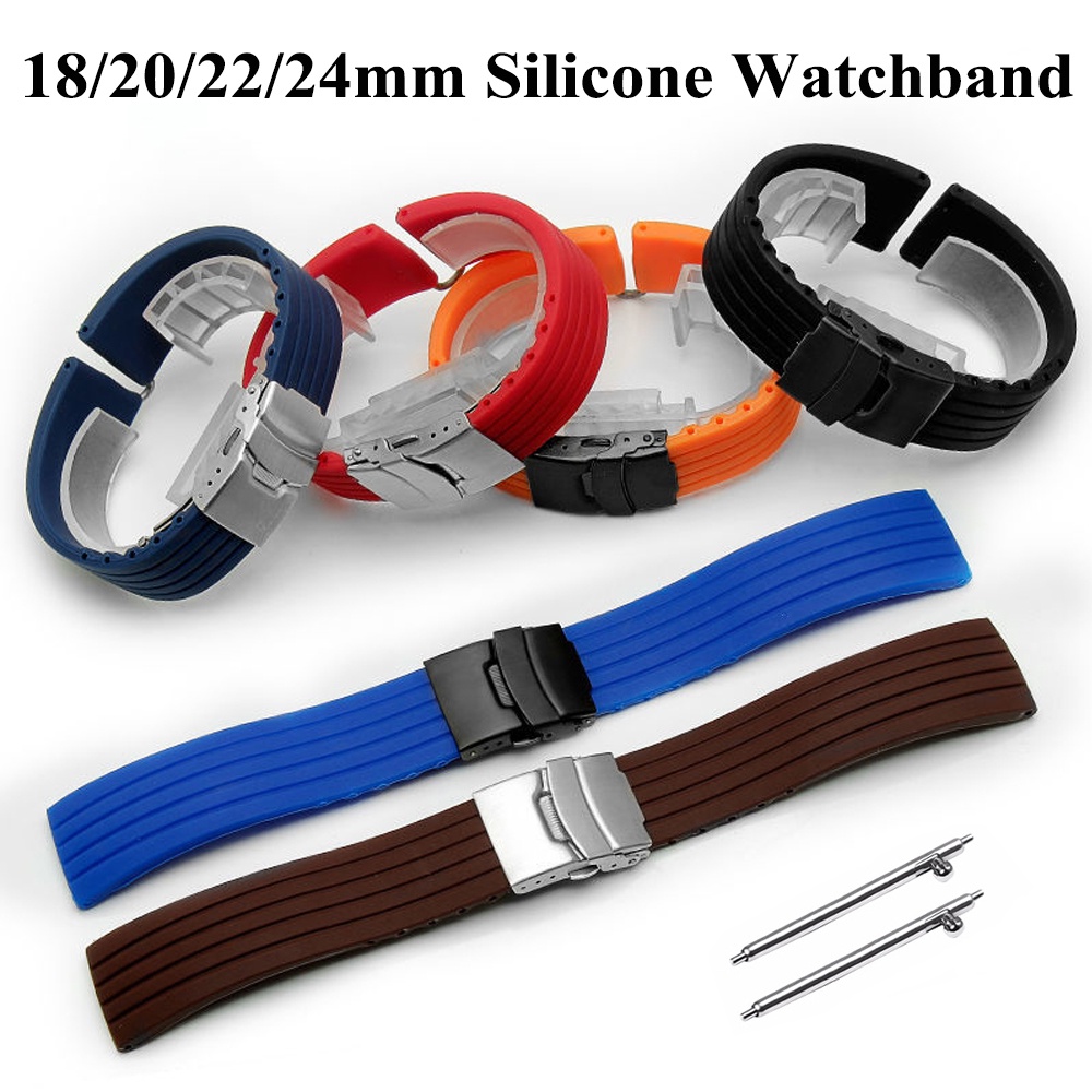 Waterproof Rubber Smart Watch Strap Striped Pattern Wristband Bracelet ...
