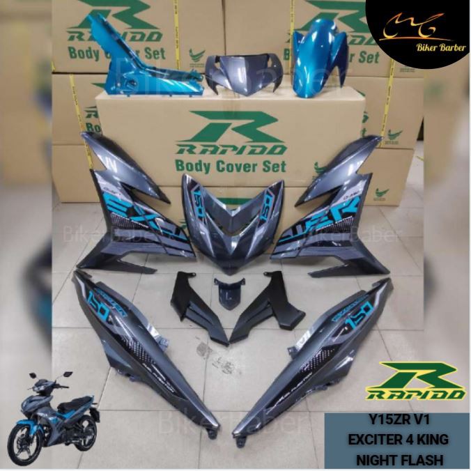 RAPIDO COVER SET Y15ZR V1/V2 EXCITER 4 KING NIGHT FLASH (STICKER TANAM/AIRBRUSH) | Shopee ...