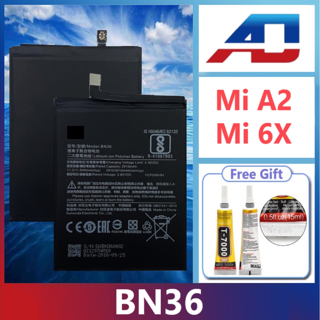 ☁COD Replacement Original Xiaomi Mi A2 Xiaomi Mi 6X Battery BN36 ...
