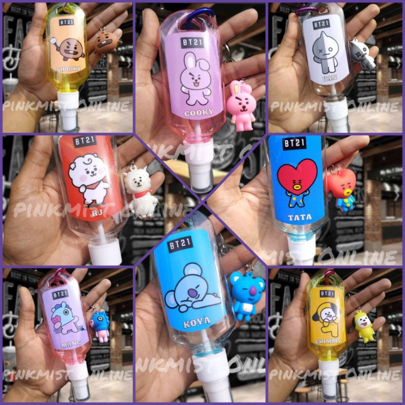 BTS BT21 Dynamite Butter Alcohol Spray Keychain Shooky RJ Tata Cooky ...