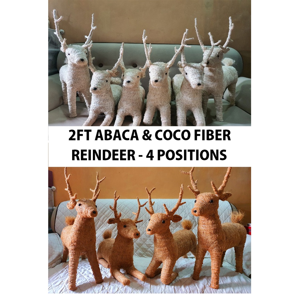 2ft Reindeer Christmas Tree Decoration Rudolf Abaca Coco Standing ...