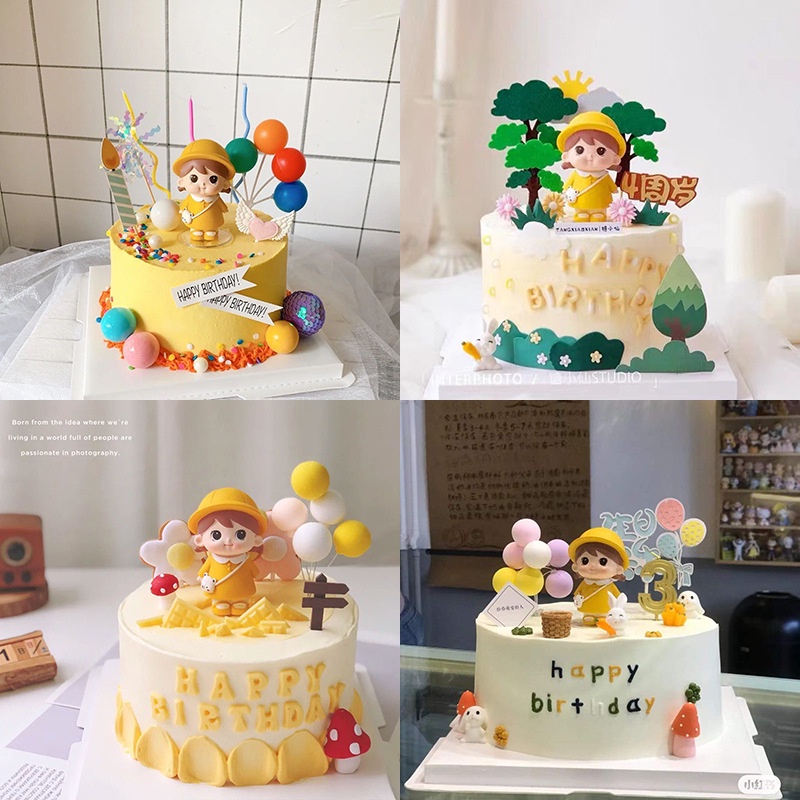 [Spot] Cute and cute boy and girl cake decoration color balloon ...