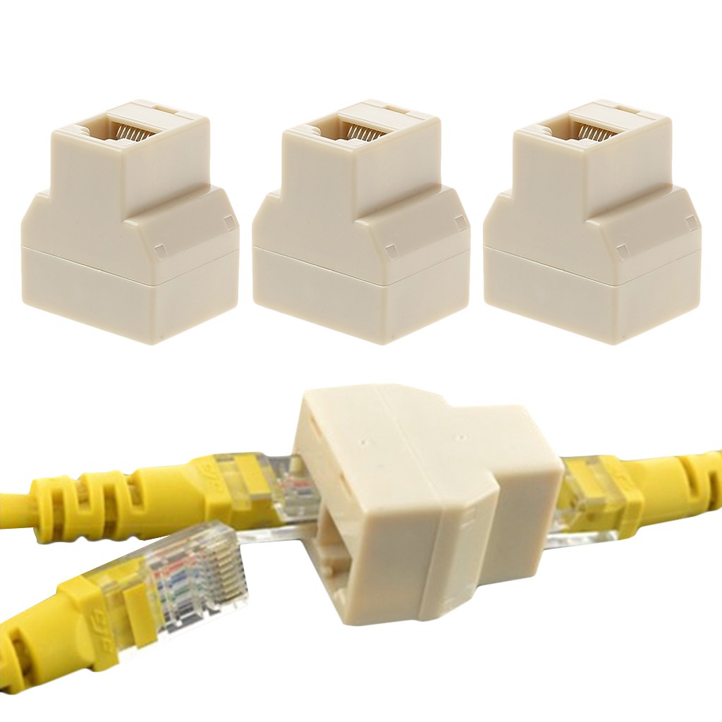 3Pcs 1 To 2 Way Ethernet Network Cable RJ45 Female Splitter Connector ...
