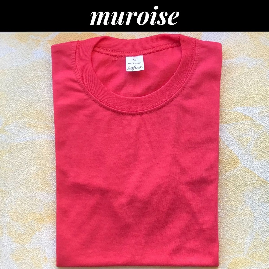 SOFTEX Plain Round Neck Shirt white gray peach light orange orange pink ...