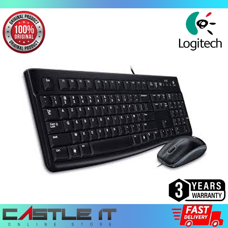 Logitech Mk120 Desktop Usb Wired Combo Keyboard Mouse Black Full Sized Easy To Use Design Work