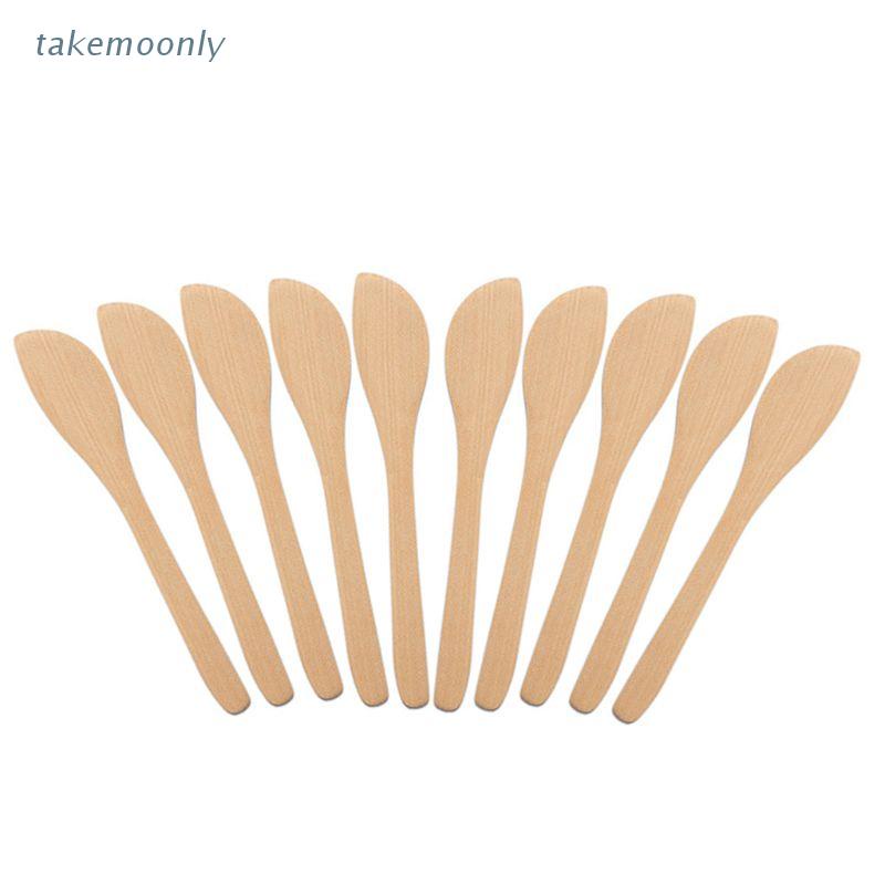 TAK Set of 10 Bamboo Wood Peanut Butter Cheese Spreader Knife, Face ...