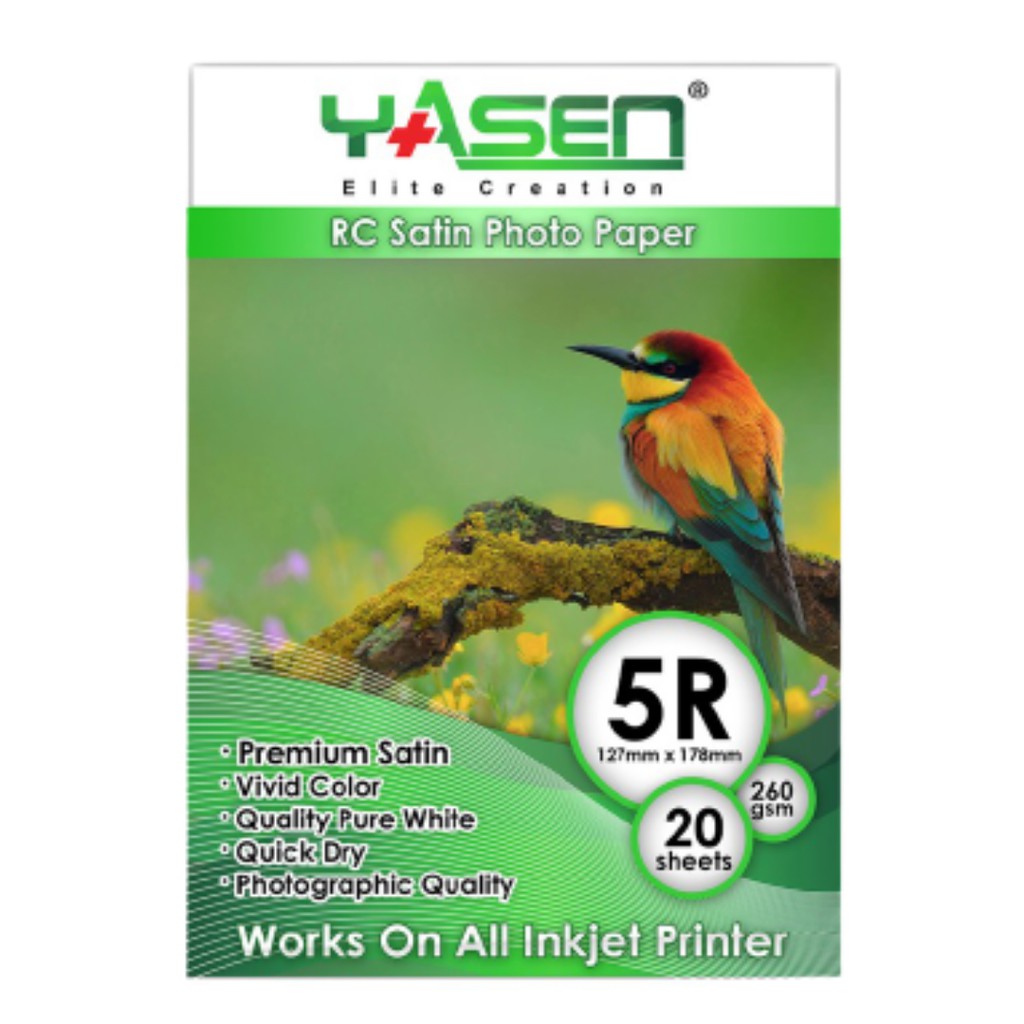 Yasen RC Satin Photo Paper (3R/4R/5R) A4 Size - 260GSM 20 Sheets Per ...