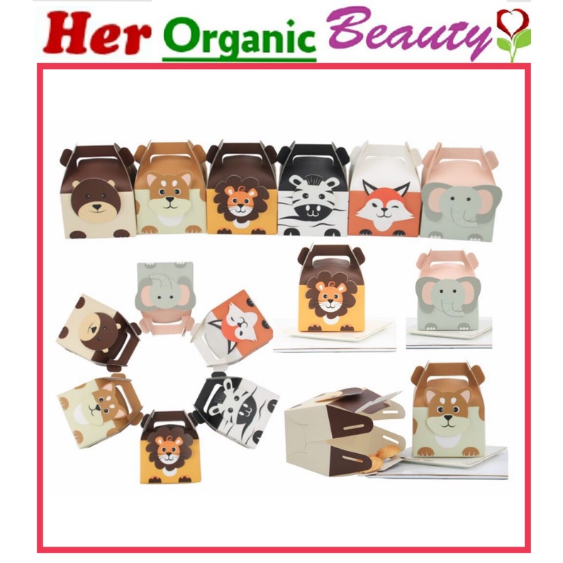 (3 Pieces) Rectangle Medium with Animals Theme Paper Favor Party Boxes ...