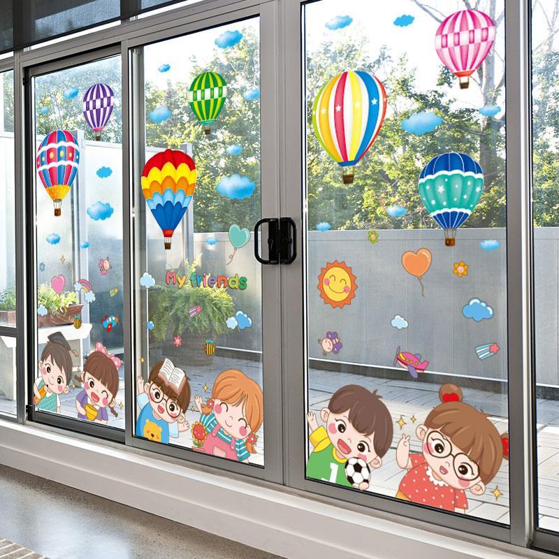Kindergarten Ring Creation Window sticker Cartoon glass Door sticker ...