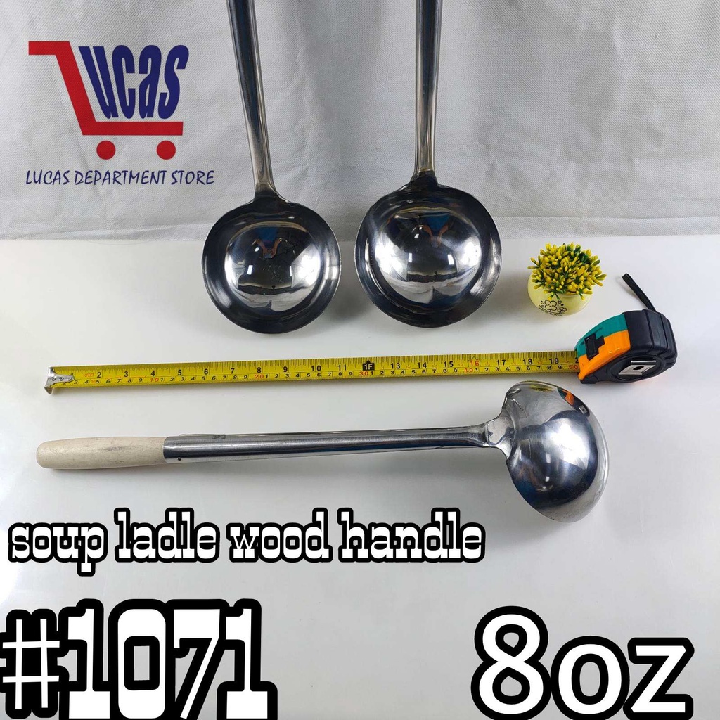 1PC HIGH QUALITY LONG HANDLE LADLE AND SIENSE WITH WOOD HANDLE (COOKING ...