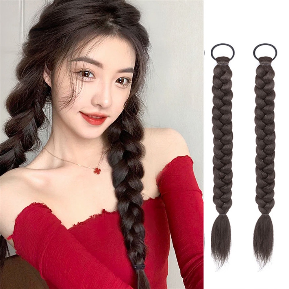 1PCS 45cm Cute Long Braided Wig for Women Fake Braids Ponytail to ...