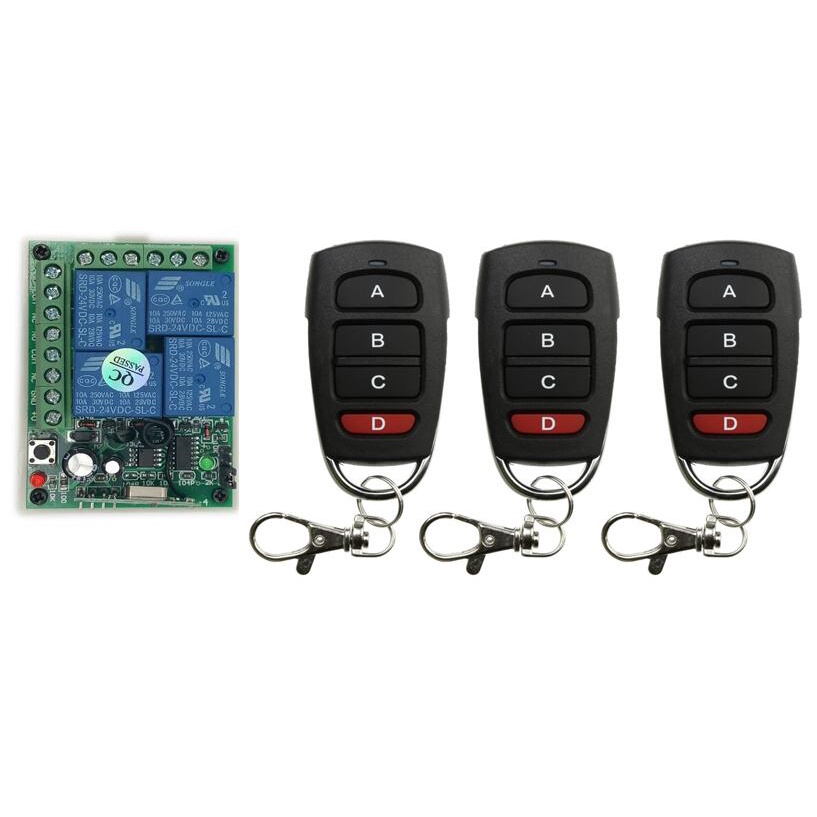 RF DC24V 4CH RF 10A relay Wireless Remote Control lighting Switches ...