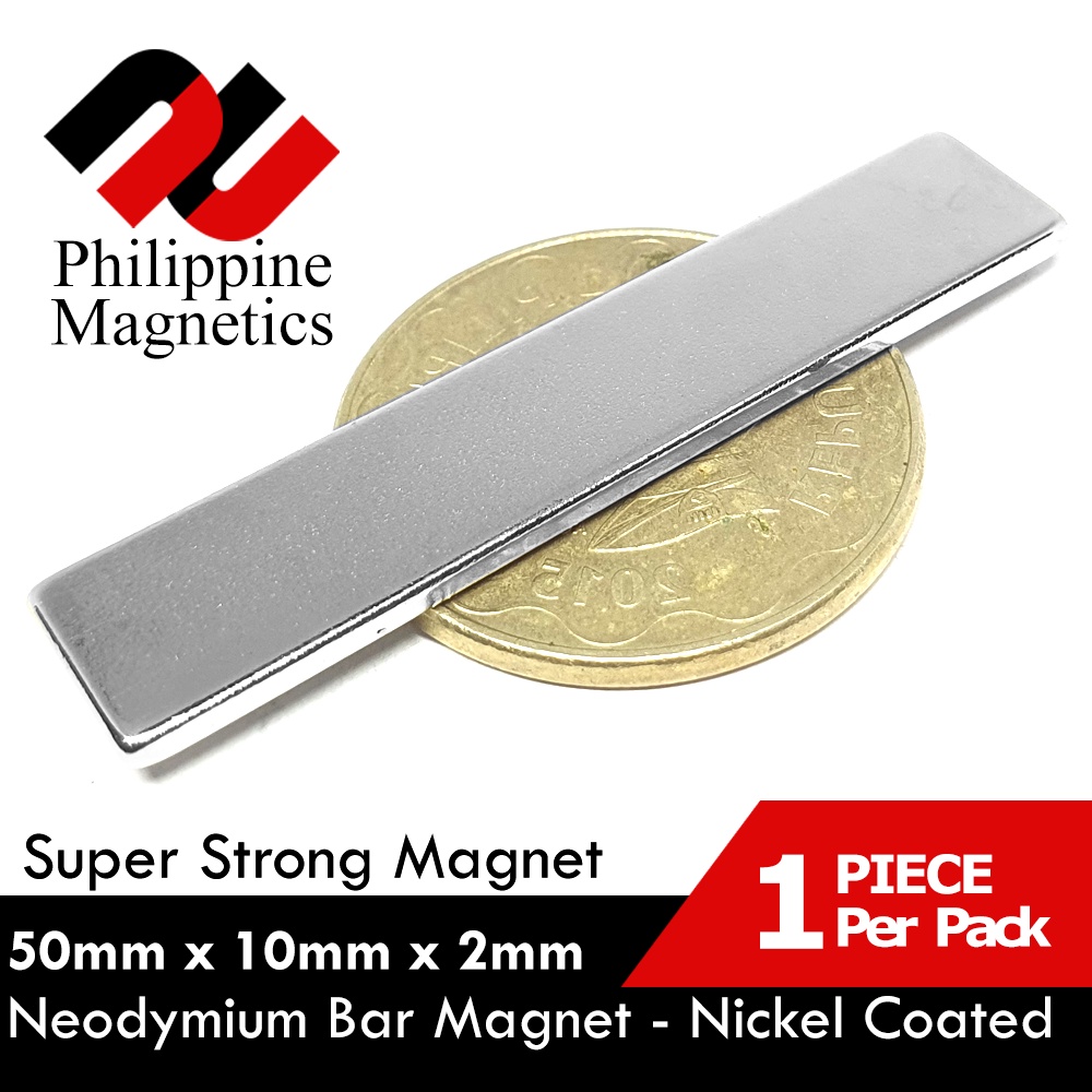 NEODYMIUM RECTANGULAR BAR MAGNET 50MM x 10MM x 2MM / 1.5MM / 5MM ...