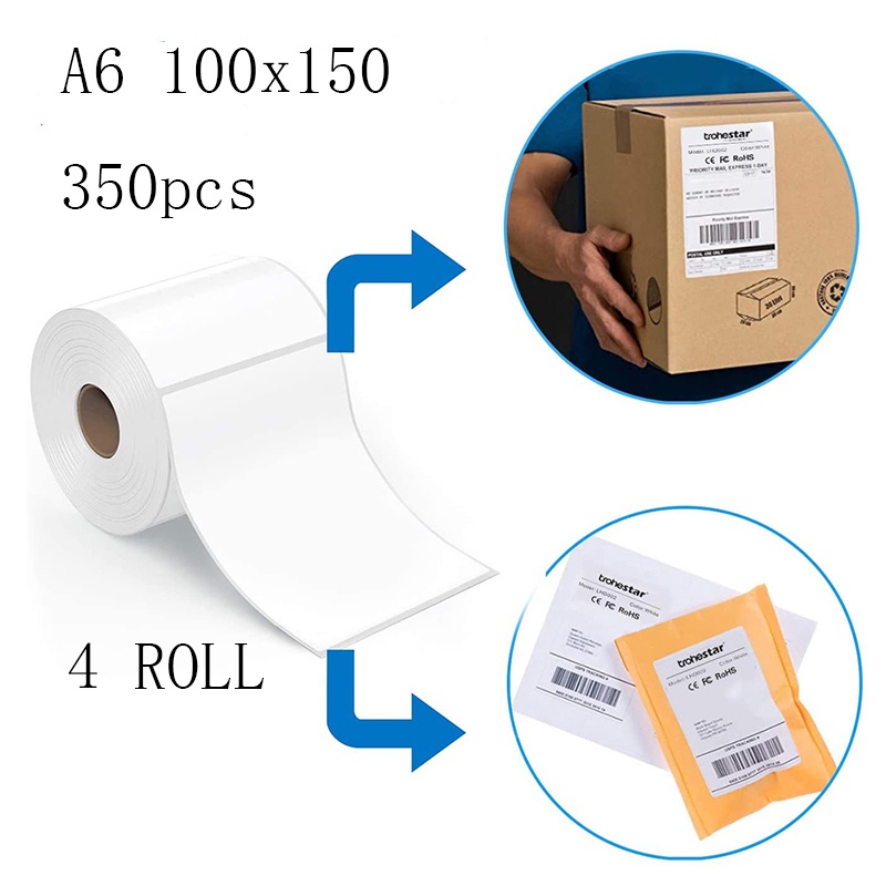 4 ROLL（1box）A6(100x150) 350 Sheets Thermal Sticker Standard Waybill ...