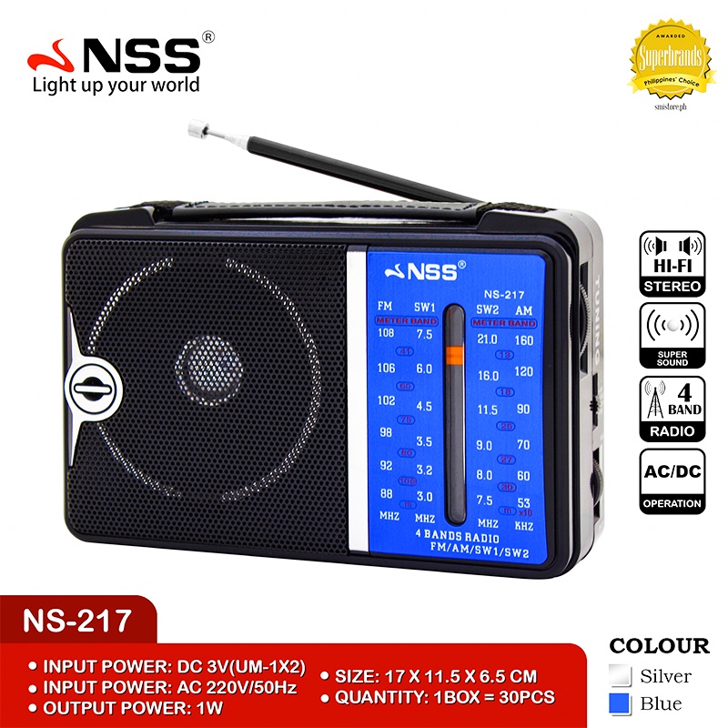 ORIGINAL NSS Portable 2 BAND Radio FM/AM/SW 360° HIGH QUALITY ...