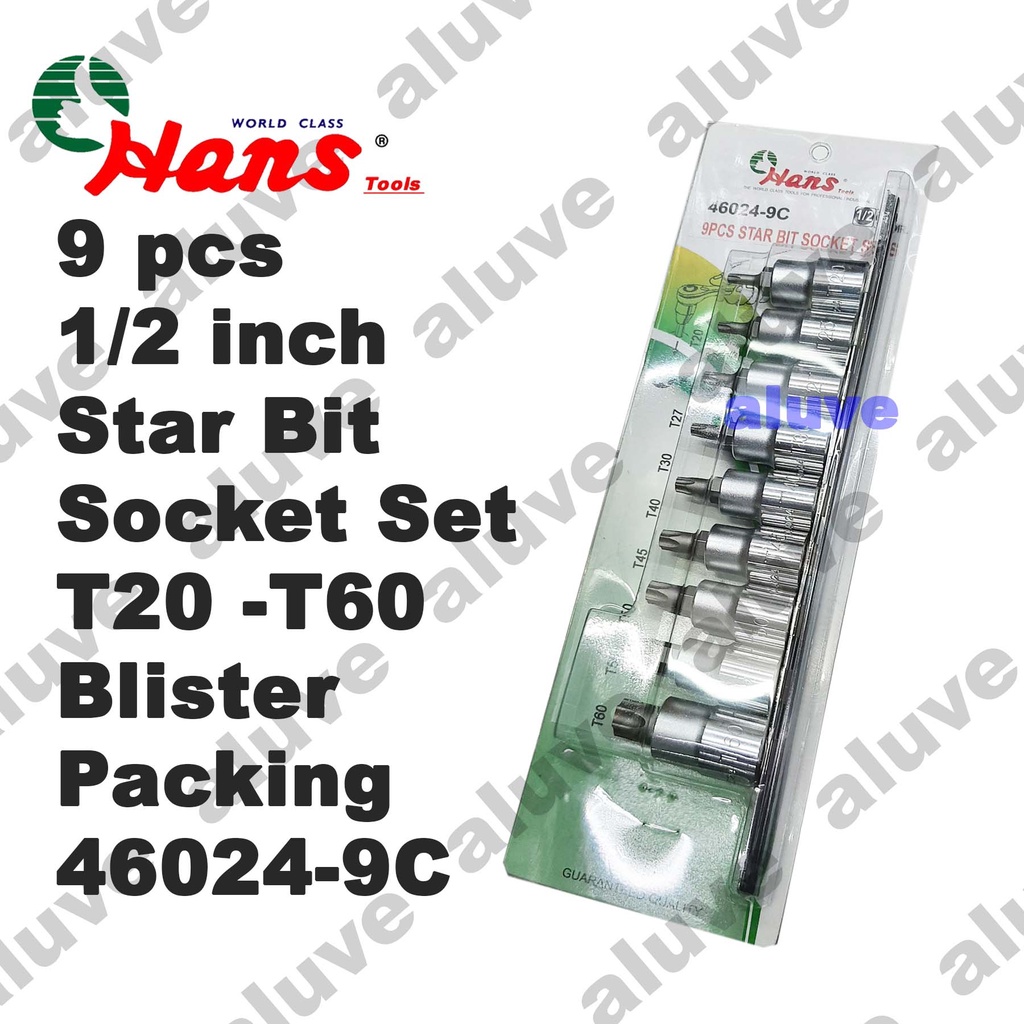 Hans 1/2 inches Star Bit Socket Set 46024-9C One half Inch Drive ...