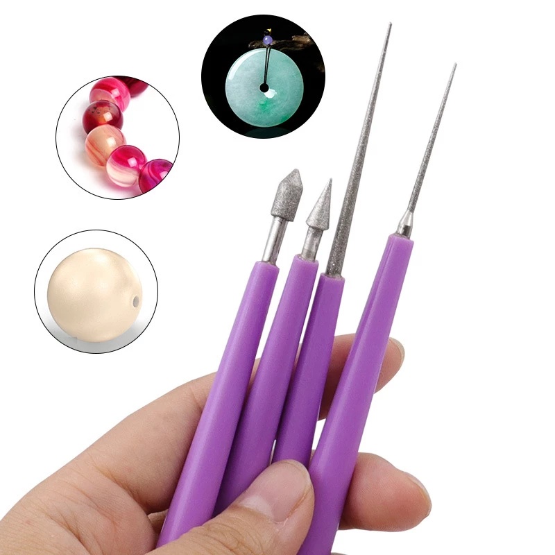4pcs/set Diamond Pearl Glass Bead Reamer Burr Beading Hole Enlarger ...