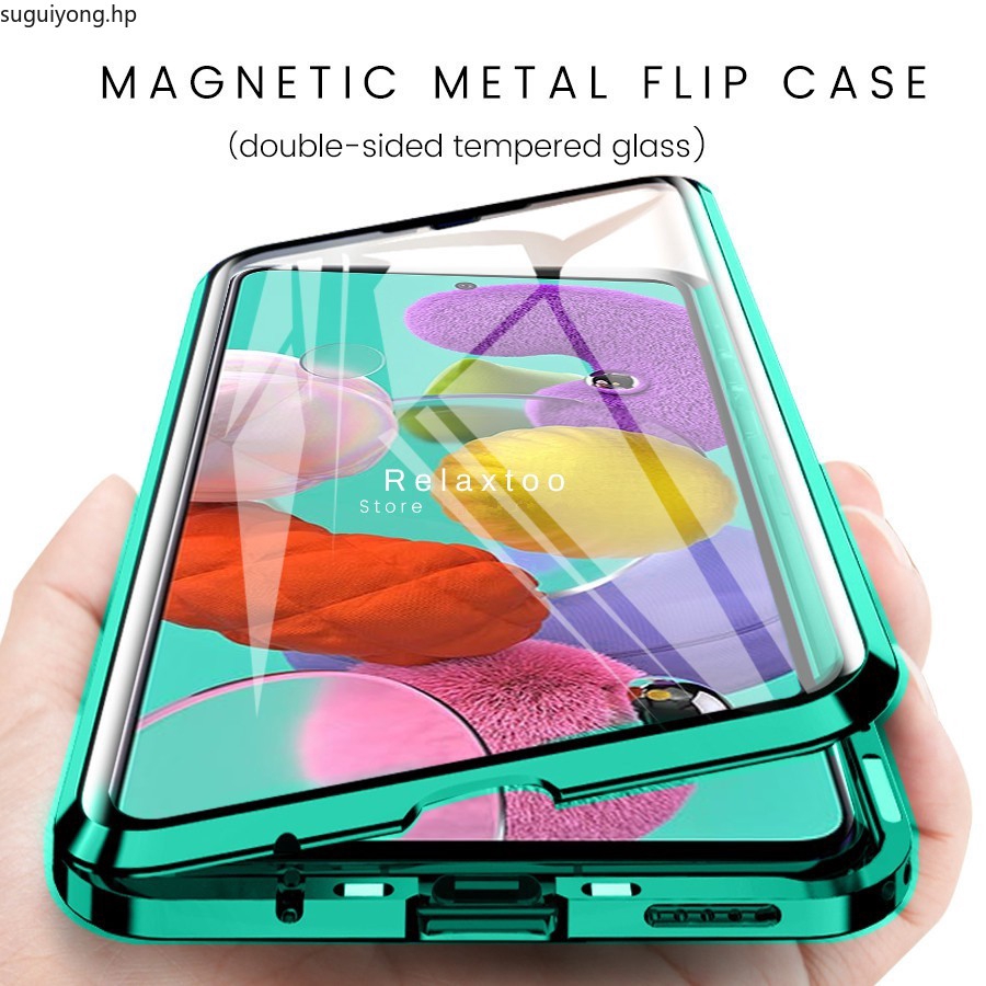 360 Double Sided Tempered Glass Magnetic Adsorption Case Cover Casing ...