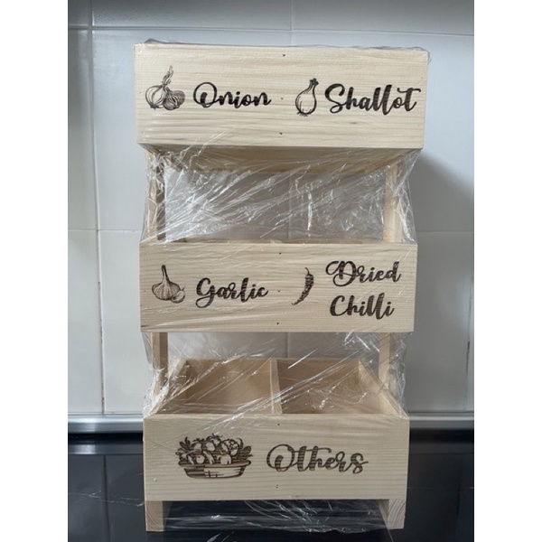 3 tiers Rack Potatoes Garlic Onion Dried chili rack | Shopee Philippines