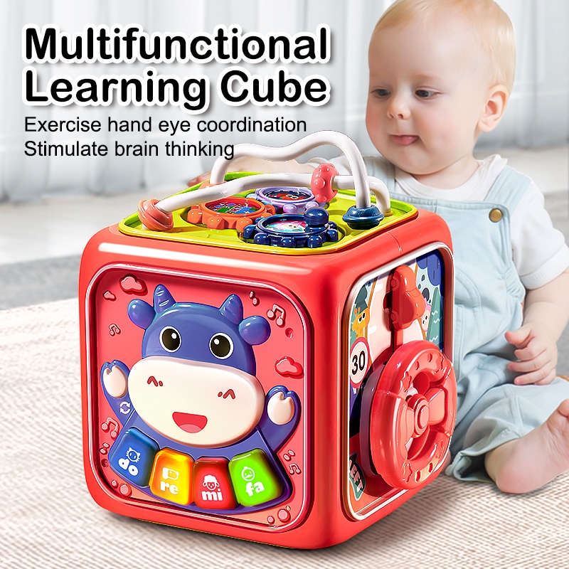 6 in 1 Baby Learning Cube Newborn Activity Cube Toys Musical Early ...