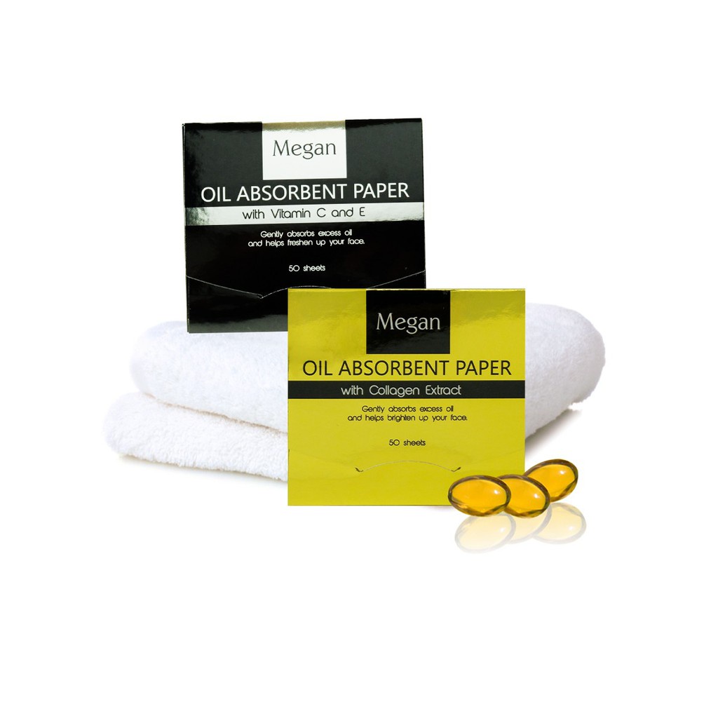Megan Oil Absorbent Paper - Vit C&E & Collagen Extract 50's // Blotting ...