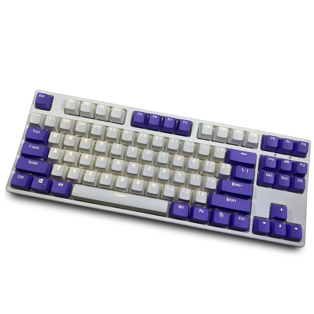 Purple white Keycaps, 87 key PBT Material OEM profile Backlit Two-Color ...