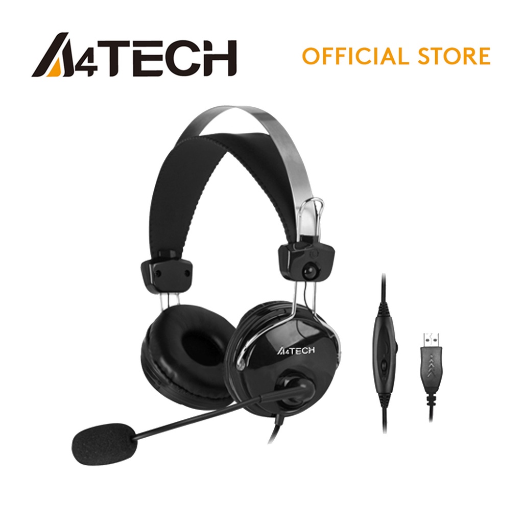 A4Tech HU-7P ComfortFit Stereo USB Headset (Black) | Shopee Philippines