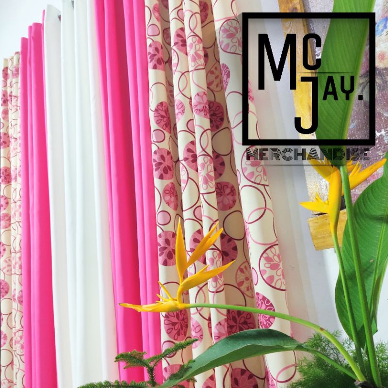 MCJAY - 5in1 Pink Polca Dots Ring Curtain Set (6ft/7ft) - Sold per ...