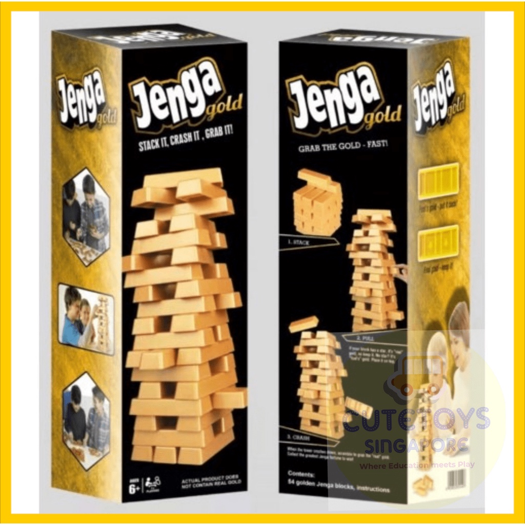 [SG LOCAL] Jenga Gold 54pieces Classic Building Stacking Blocks ...