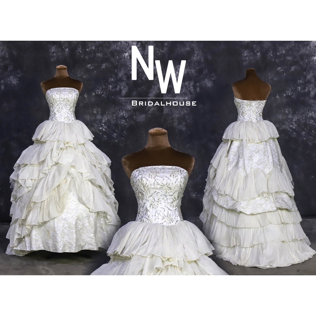 Noelle West Sequined Ruffled Wedding Bridal Gown | Shopee Philippines