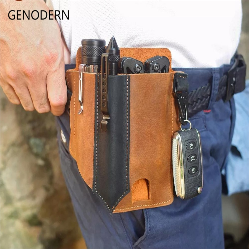 GENODERN Genuine Leather Multitool Sheath for Belt EDC Pocket Organizer ...