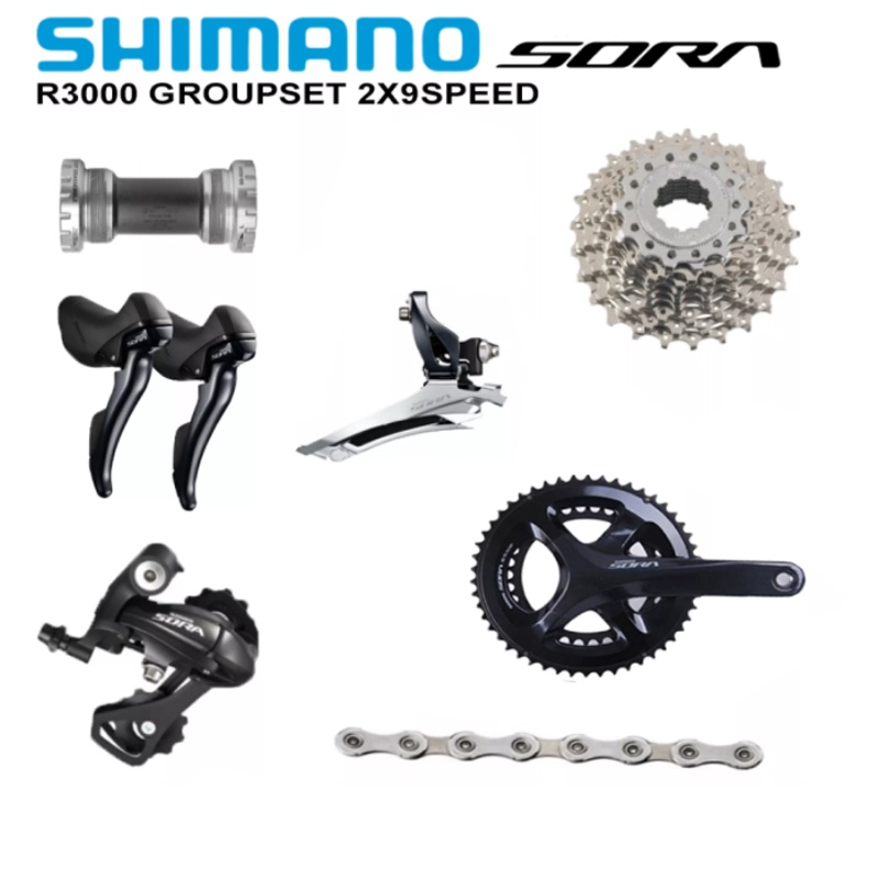 Shimano SORA R3000 2x9 Speed Groupset Road Bike R3000 Crankset Shifter ...