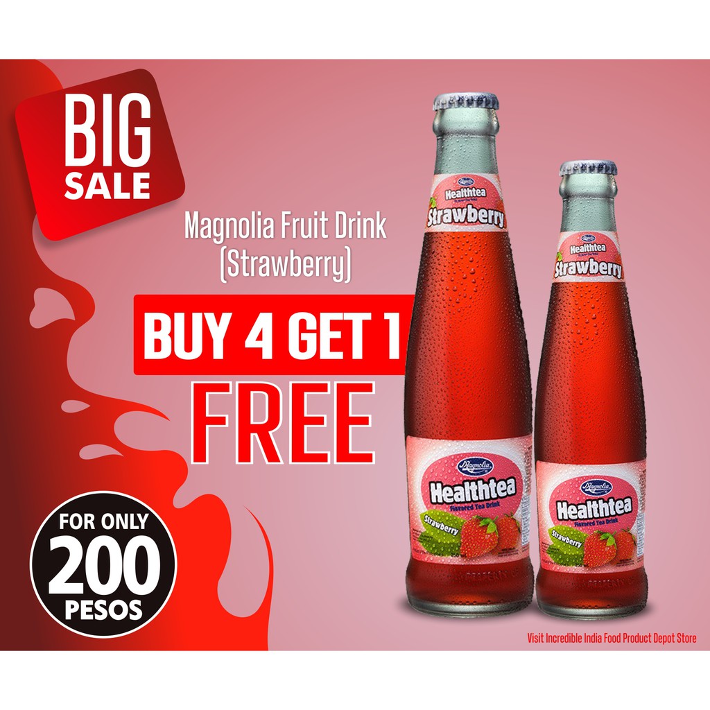 Magnolia Fruit Drink - Strawberry (HealthTea) Buy 4 Get 1 Free | Shopee ...
