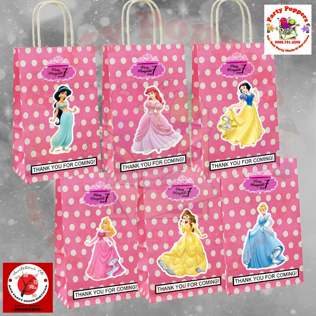 Disney Princes Customized Loot Bags Cinderella Snow white Belle Aurora ...