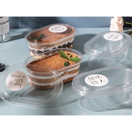 [50pcs] Transparent Oval PET Plastic Cake Food Packaging Box with Lid ...