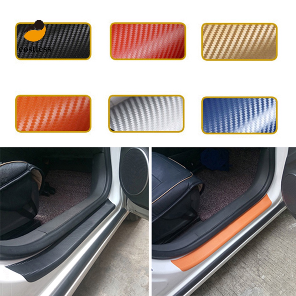 COL Car Door Sill Sticker Universal Anti Scratch Carbon Fiber Self ...