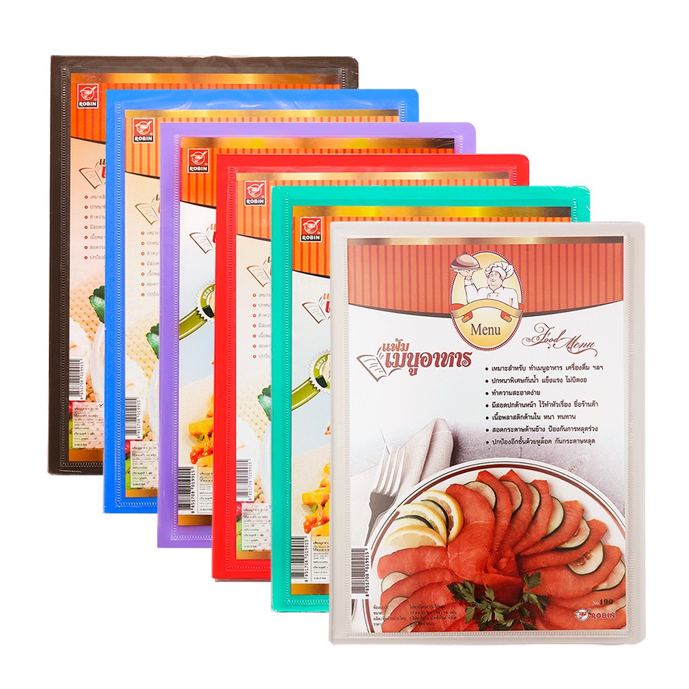 Food Menu File A4 Thick Cover Durable Plastic Inner ROBIN Model 190 ...