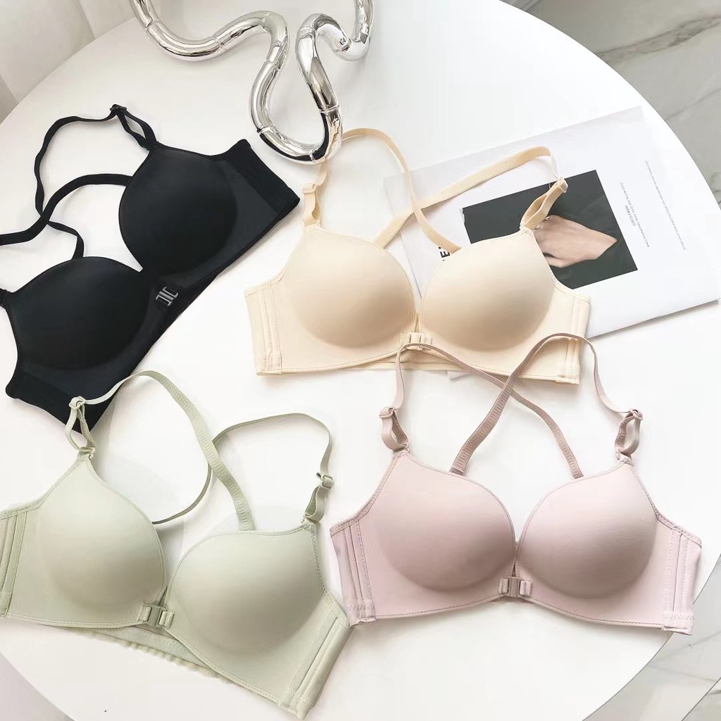 Front button small chest sexy no steel ring burst gather bra Japanese ...