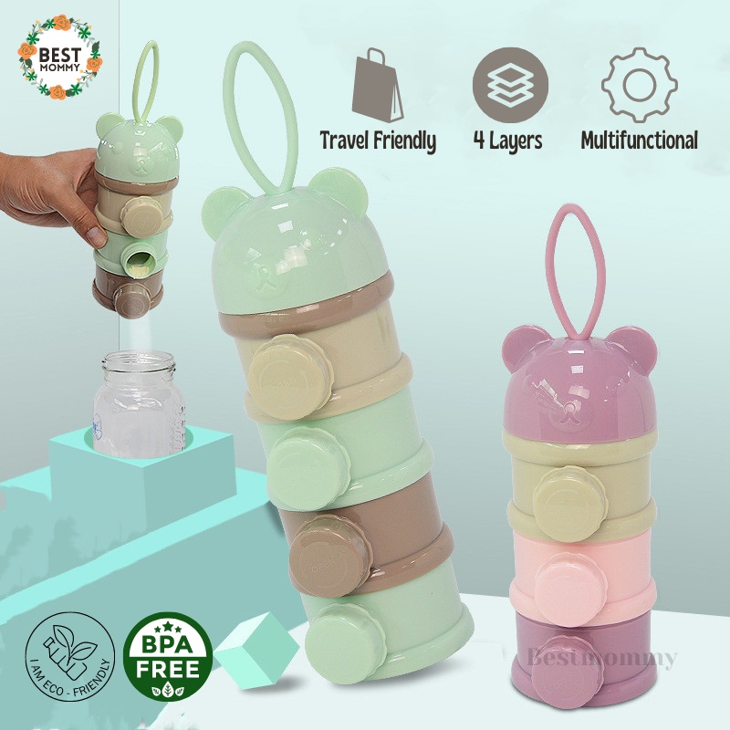 BESTMOMMY 4 Layers Baby Milk Powder Container Feeding Case Box Non ...