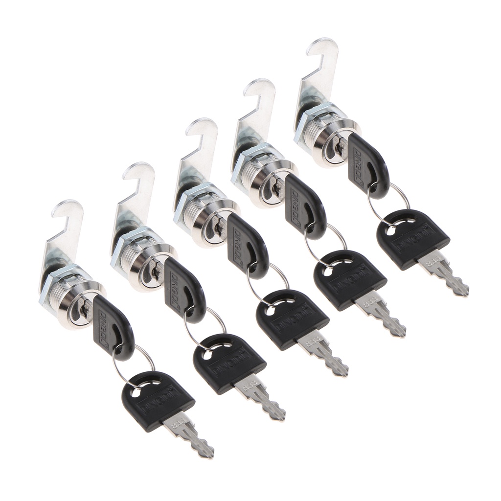 5sets Cabinet Cam Locks with Hook + 10 different Keys 5/8 inch Cylinder ...