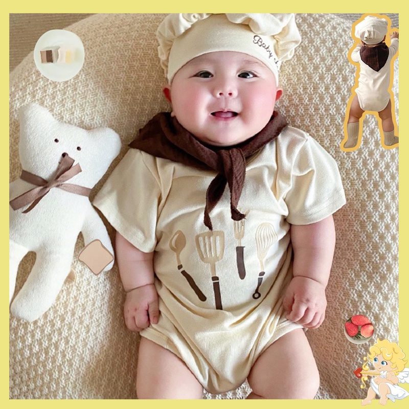 Summer Baby Clothes Chef Suit Short Sleeve Newborn Bodysuit Cute ...